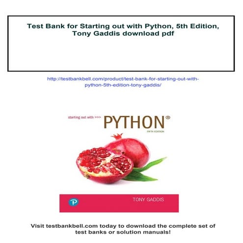 Test Bank for Starting out with Python, 5th Edition, Tony Gaddis | PDF