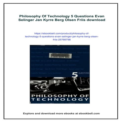 Philosophy Of Technology 5 Questions Evan Selinger Jan Kyrre Berg Olsen ...