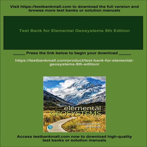 Test Bank for Elemental Geosystems 9th Edition | PDF