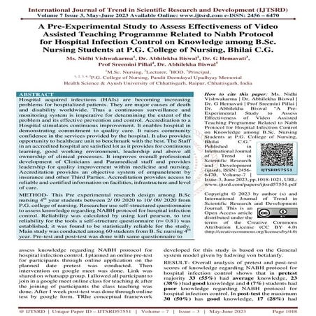 A Pre Experimental Study to Assess Effectiveness of Video Assisted ...