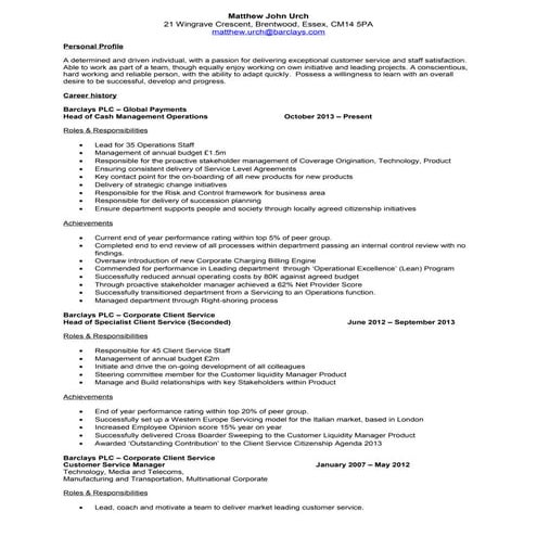 CV Matthew Urch | DOC