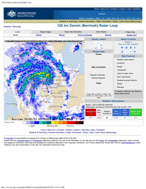 128 km melbourne radar loop 15.48, 21.1.11 | Weather | Science