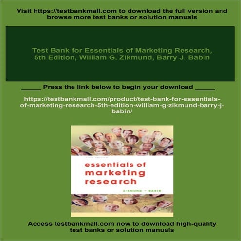 Test Bank for Essentials of Marketing Research, 5th Edition, William G ...