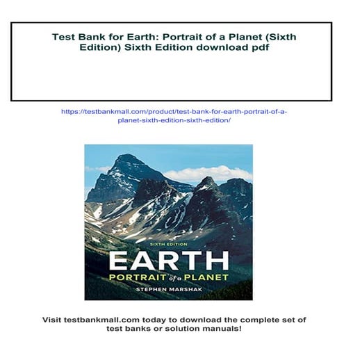 Test Bank for Earth: Portrait of a Planet (Sixth Edition) Sixth Edition ...