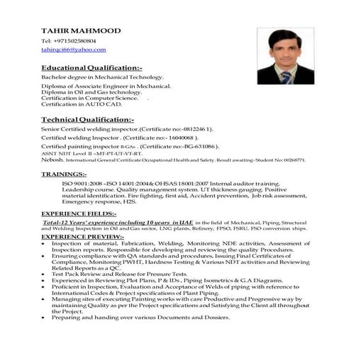 Tahir CV | PDF