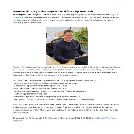 Omni-Path Integration Expertise Offered by Nor-Tech | PDF