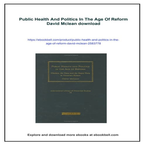 Public Health And Politics In The Age Of Reform David Mclean | PDF