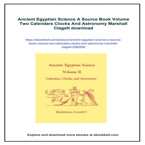 Ancient Egyptian Science A Source Book Volume Two Calendars Clocks And ...