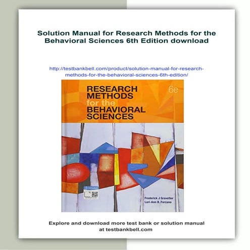 Research Methods for the Behavioral Sciences 5th Edition Gravetter Solutions Manual | PDF