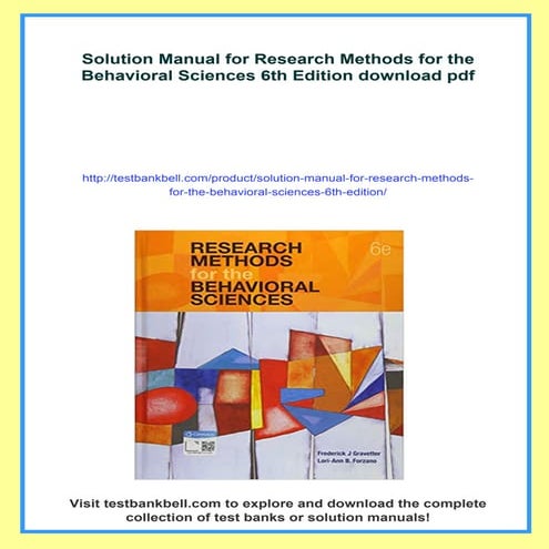 Solution Manual for Research Methods for the Behavioral Sciences 6th Edition | PDF