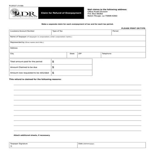 Claim for Refund of Overpayment | PDF