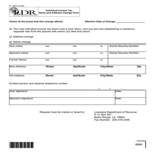 Individual Income Tax Name and Address Change Form | PDF