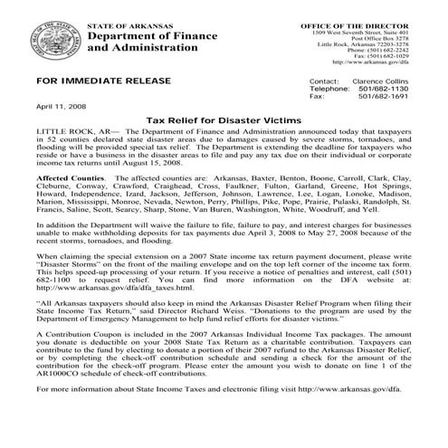 Tax Relief for Disaster Victims| | PDF | Personal Taxes | Personal Finance