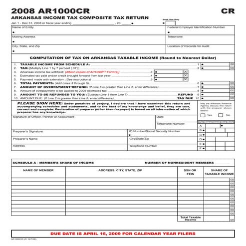 AR1000CR - Individual Income Tax Composite Return | PDF