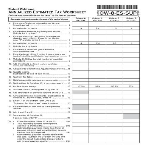 Annualized Estimated Tax Worksheet | PDF