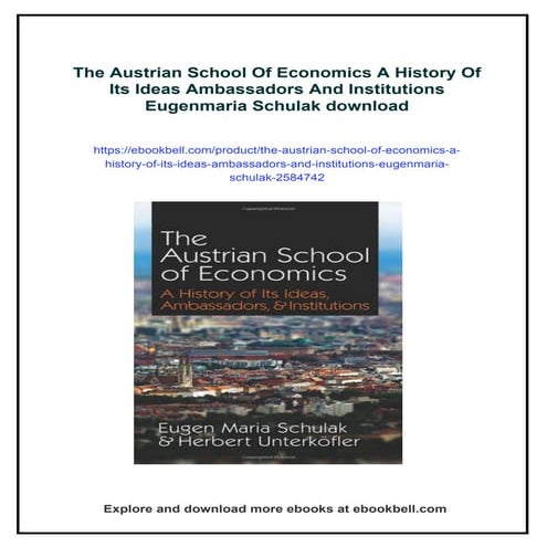 The Austrian School Of Economics A History Of Its Ideas Ambassadors And ...