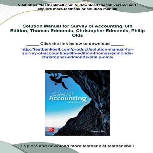 Solution Manual for Survey of Accounting, 6th Edition, Thomas Edmonds ...