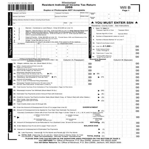 Resident Individual Income Tax Return | PDF