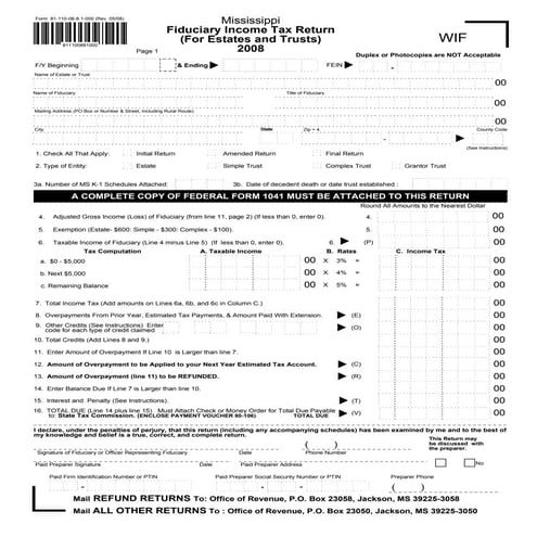 Fiduciary Income Tax Return | PDF