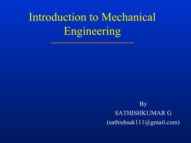 Introduction to mechanical engineering | PPTX