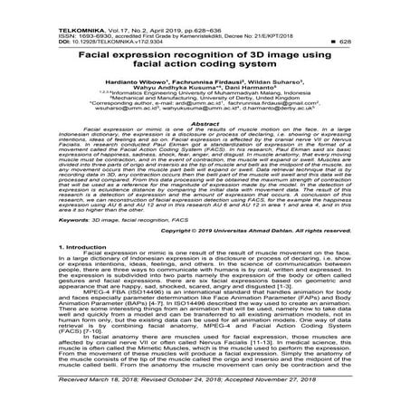 Facial expression recognition of 3D image using facial action coding ...