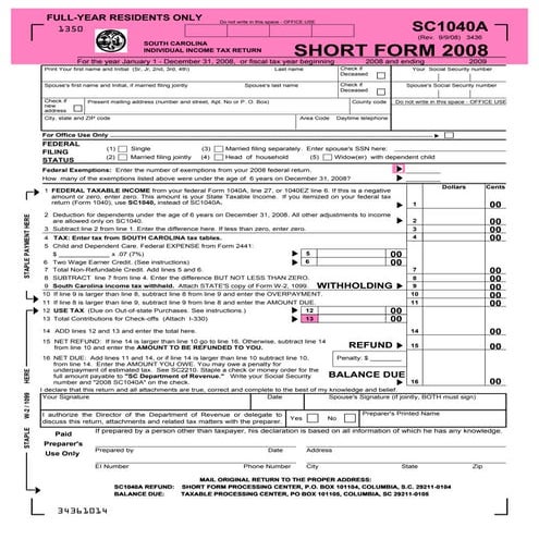 Individual Income Tax Return Short Form and Instructions | PDF