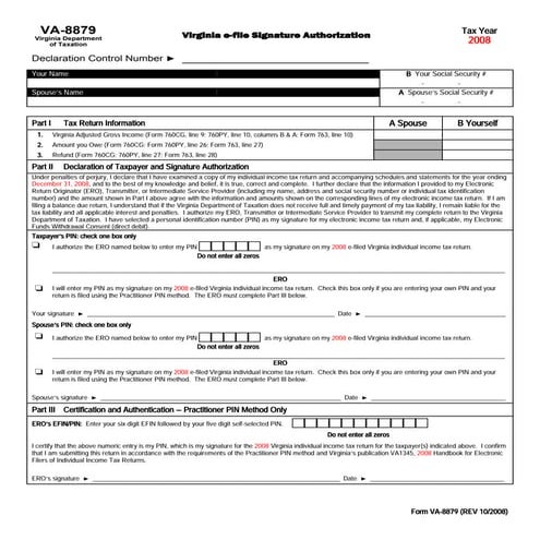 E-File Signature Form VA-8879 | PDF