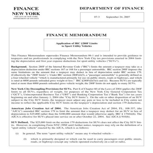 Finance Memorandum 07-3 | PDF