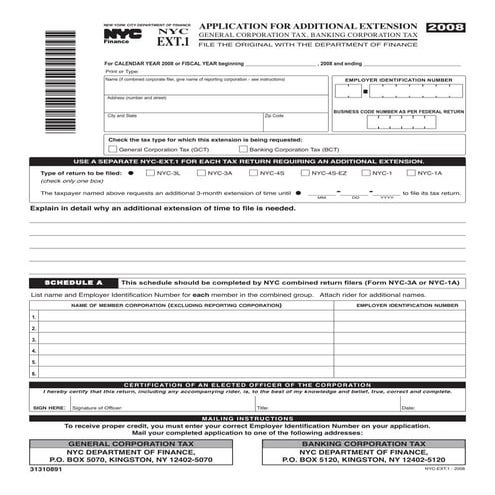 NYC-EXT.1 Application for Additional Extension | PDF