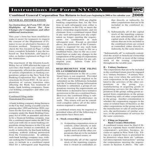 NYC-3L General Corporation Tax Return | PDF