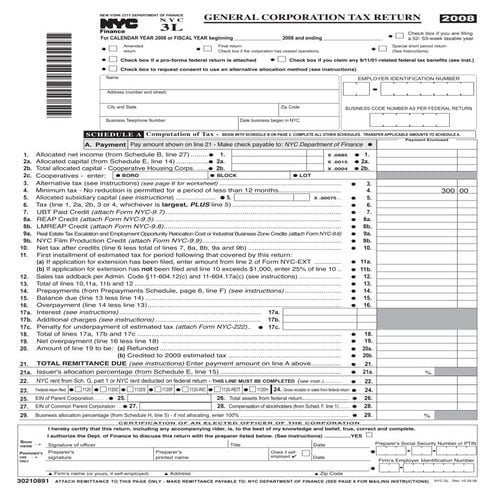 NYC-4S EZ General Corporation Tax Return | PDF