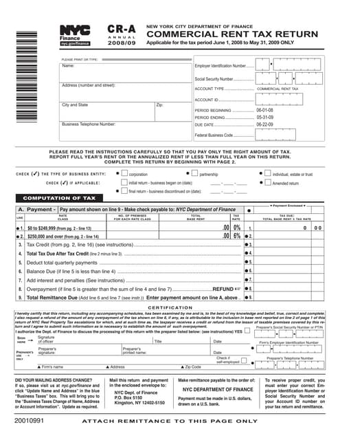 NYC-HTX Hotel Room Occupancy Tax Return | PDF