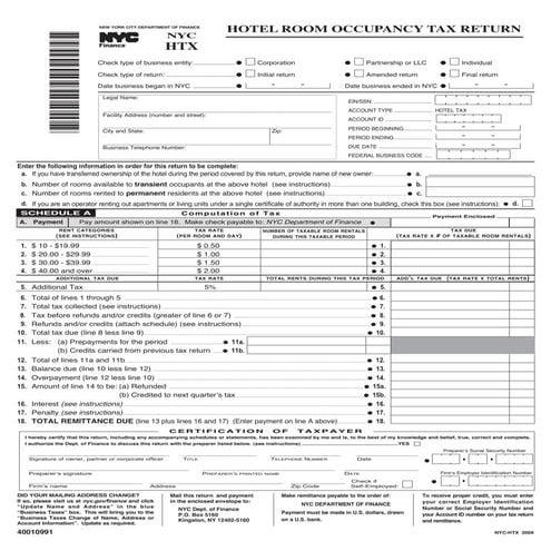 NYC-HTX Hotel Room Occupancy Tax Return | PDF