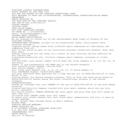 Yahoo Msn Award Notification Letter | PDF