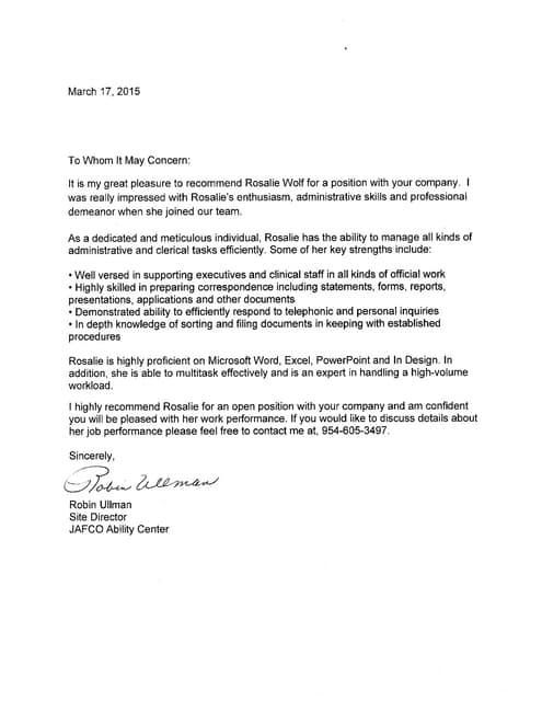Letter of recommendation fro Harry Winderman of counsel | PDF