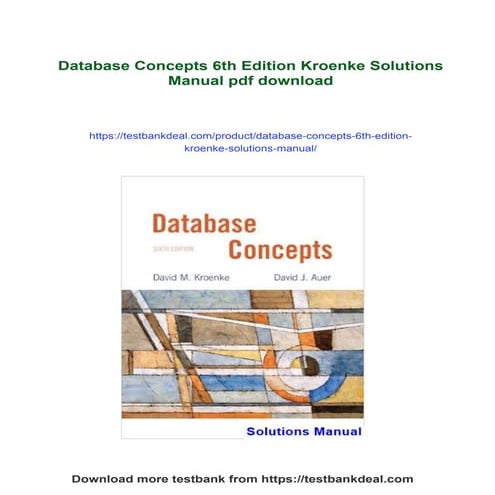 Database Concepts 6th Edition Kroenke Solutions Manual | PDF