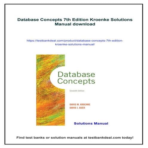 Database Concepts 7th Edition Kroenke Solutions Manual | PDF