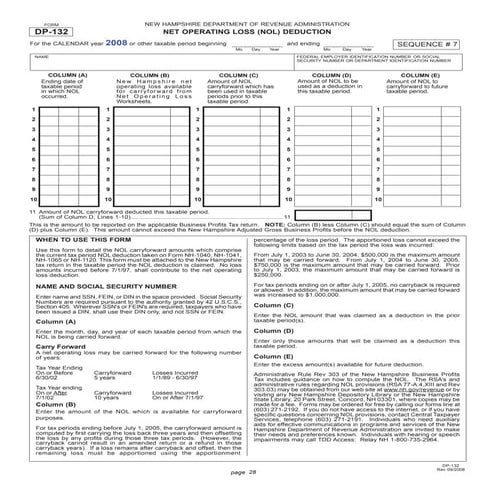 Net Operating Loss (NOL) Deduction Form | PDF