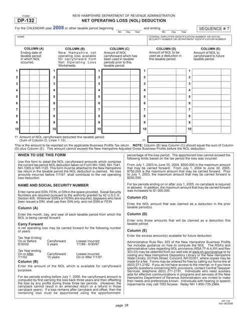 Combined Group Net Operating Loss (NOL) Deduction Form | PDF | Personal ...