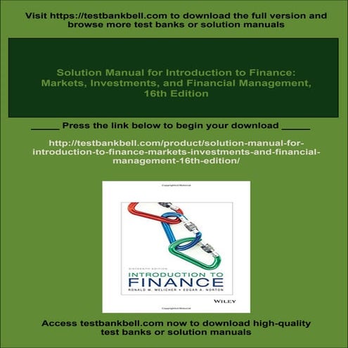 Solution Manual for Introduction to Finance: Markets, Investments, and ...