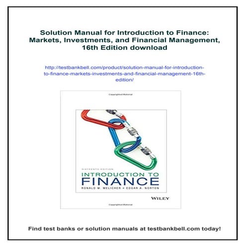 Solution Manual for Introduction to Finance: Markets, Investments, and ...