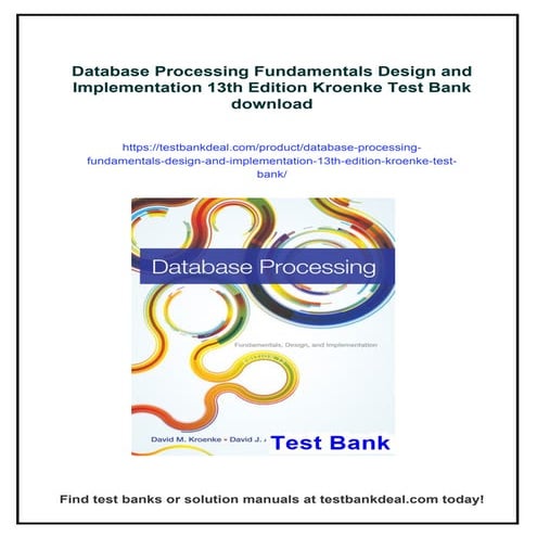 Database Processing Fundamentals Design And Implementation 13th Edition