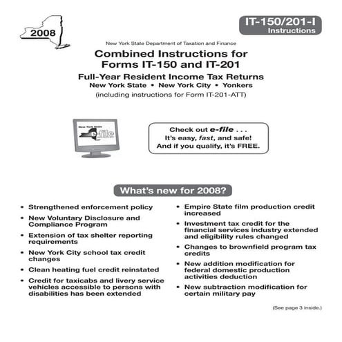 IT-201 Resident Income Tax Return (long form) and instructions ...