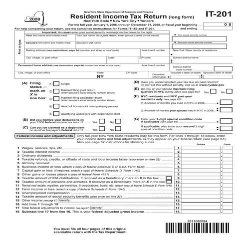 IT-201-ATT Other Taxes and Tax Credits – Attachment to Form IT-201 | PDF