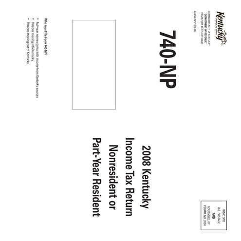 740-NP Packet--- 2008 Kentucky Part-Year and Nonresident Tax Booklet ...