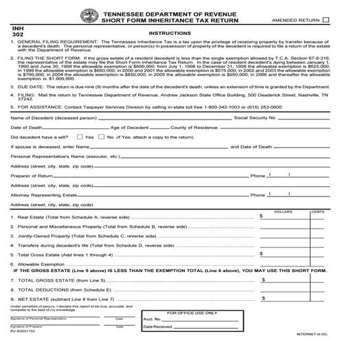 State Inheritance Tax Return (Short Form) | PDF