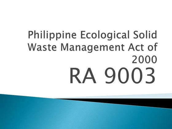 SUSTAINABLE SOLID WASTE MANAGEMENT IN THE PHILIPPINES | PPTX