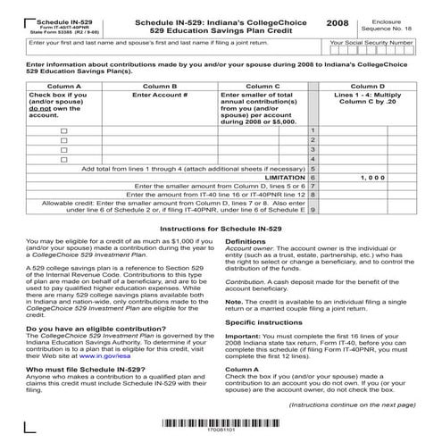 Indiana's CollegeChoice 529 Education Savings Plan Credit | PDF