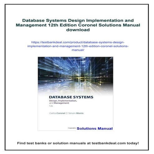 Database Systems Design Implementation and Management 12th Edition Coronel Solutions Manual | PDF