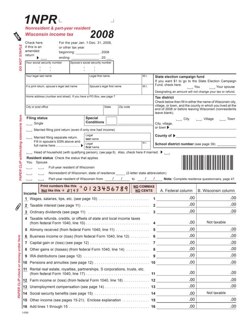 Form 1040NR*-Nonresident Alien Income Tax Return | PDF